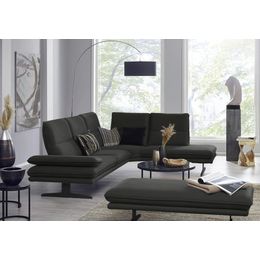 Ecksofa W.Schillig "broadway, Designsofa, toller Sitzkomfort, zeitlos, elegant, L-Form", grau (graphit z59), B:284cm H:94cm T:224cm, Longlife Xtra-Leder Z59: Glattleder mit modischer Pr&auml;gung. Hautst&auml;rke 0, 9 - 1, 1 mm, Sofas, Ecksofa, Sitztiefenverstellung, Kopfteil- & Seitenteilverstellung, Breite 284cm