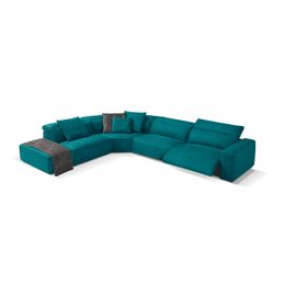Ecksofa Egoitaliano "Beverly, extravangantes Designsofa mit erstklassigem Sitzkomfort", bunt (blaur&uuml;n), B:378cm H:95cm T:282cm, Sofas, Ecksofa, wahlweise mit elektrischer Relaxfunktion, Kopfteilverstellung