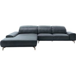Wohnlandschaft Musterring "MR 2490", blau (blau, b), B:342cm T:207cm, Sofas, Wohnlandschaft, Bronze-Fu&szlig;, Sitzh&ouml;he 48cm, wahlweise mit Funktionen, Ma&szlig;e 342 x 207 cm