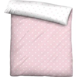 Wendebettbezug Biberna "Mix & Match in Größe 135x200 oder 155x220 cm", rosa (rosa, sterne), B:155cm L:200cm, Mako-Satin, Obermaterial: 100% Baumwolle, Bettbezüge, Bettbezug aus Baumwolle, gemusterte Bettwäsche mit Wendeoptik