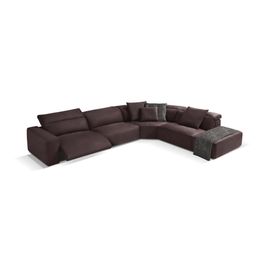 Ecksofa Egoitaliano "Beverly, extravangantes Designsofa mit erstklassigem Sitzkomfort", braun (dunkelbraun), B:378cm H:95cm T:282cm, Leder CAREZZA (echtes Rindsleder) ist ein Naturleder, dass die urspr&uuml;nglichen Eigenschaften der Haut nicht ver&auml;ndert. Das Vorhandensein von verheilten Narben, K&ouml;rnungsunterschiede, Falten, Adern, Unterschiede in den Farbt&ouml;nen und andere Spuren, die die Natur auf dies