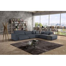 Ecksofa Egoitaliano "Beverly, extravangantes Designsofa mit erstklassigem Sitzkomfort", grau (dunkelgrau), B:378cm H:95cm T:282cm, Sofas, Ecksofa, wahlweise mit elektrischer Relaxfunktion, Kopfteilverstellung