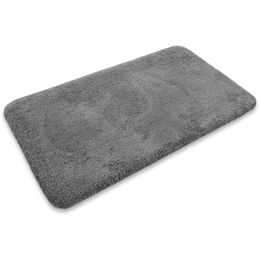 Badematte HOMIE LIVING "Porto Azzurro", grau (schiefer grau), H:30mm, Polyester, Badematten, Badteppich, uni, rechteckig & rund, waschbar, Badezimmerteppich