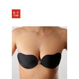 Klebe-BH Lascana, Damen, Gr. -C, Cup C, schwarz, Microtouch, Obermaterial: 87% Polyamid, 13% Elasthan, BHs Bandeau-BH Klebe-BH BH-Accessoire, ohne Bügel mit Silikon und praktischem Vorderverschluss