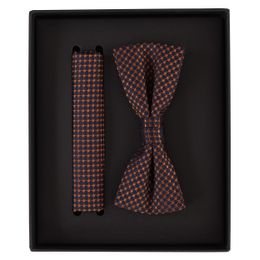 Fliege Venti "Venti Set aus Fliege und Einstecktuch gemustert", Herren, orange (dunkelorange), 100% Seide, Fliegen