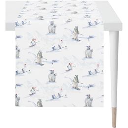 Tischläufer Apelt "5800", blau (blau, weiß), B:48cm L:140cm, Baumwolle, Polyester, Tischdecken