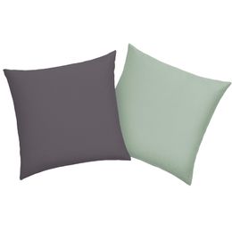 Kissenbezug my home "DESNER2", grün (anthrazit, seegrün), B:40cm L:40cm, Microfaser, Obermaterial: 100% Polyester, Kissenbezüge, Kissenhülle mit Wendeoptik
