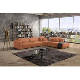 Ecksofa Egoitaliano "Beverly, extravangantes Designsofa mit erstklassigem Sitzkomfort", braun (ziegelbraun), B:378cm H:95cm T:282cm, Leder CAREZZA (echtes Rindsleder) ist ein Naturleder, dass die urspr&uuml;nglichen Eigenschaften der Haut nicht ver&auml;ndert. Das Vorhandensein von verheilten Narben, K&ouml;rnungsunterschiede, Falten, Adern, Unterschiede in den Farbt&ouml;nen und andere Spuren, die die Natur auf dies
