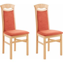 Esszimmerstuhl Home Affaire "Franz", orange (terra, buche massivholz lackiert), B:46cm H:101cm T:51cm, Stühle, strapazierfähige Microfaser, Gestell Buche natur oder weiß, Holzstuhl