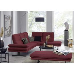 Ecksofa W.Schillig "broadway, Designsofa, toller Sitzkomfort, zeitlos, elegant, L-Form", rot (burgundy z69), B:284cm H:94cm T:224cm, Longlife Xtra-Leder Z69: Das feinnarbige, gedeckte Softleder Z69 besticht durch seine au&szlig;ergew&ouml;hnliche Weichheit im trendigen &raquo;Vintage-Look&laquo;, Hautst&auml;rke 0, 9 - 1, 1 mm, Sofas, Ecksofa, Sitztiefenverstellung, Kopfteil- & Seitenteilverstellung, Breite 284cm