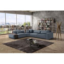 Ecksofa Egoitaliano "Beverly, extravangantes Designsofa mit erstklassigem Sitzkomfort", grau (smoke), B:378cm H:95cm T:282cm, Leder &raquo;BULL&laquo; (echtes Rindsleder). Geschliffenes, pigmentiertes und behandeltes Rindsleder mit einer Dicke von 1, 3-1, 5 mm. Dieses Leder zeigt eine ziemlich weiche Hand mit einem halb undurchsichtigen Aussehen. Es handelt sich um ein gesch&uuml;tztes Leder. Eine leichte Deckschi