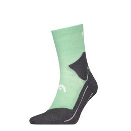 Wandersocken Head "Head HIKING WARM SHORT CREW 1P", Damen, Gr. 39-42, grün (grün combo), Obermaterial: 43% Polyamid, 37% Wolle, 18% Polyester, 2% Elasthan, normal, Socken, Zonenpolsterung für zusätzlichen Komfort