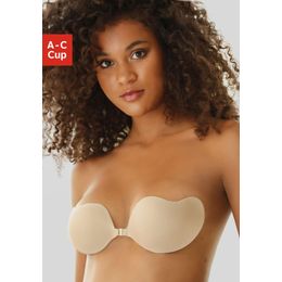 Klebe-BH Lascana, Damen, Gr. -B, Cup B, braun (toffee), Microtouch, Obermaterial: 87% Polyamid, 13% Elasthan, BHs Bandeau-BH Klebe-BH BH-Accessoire, ohne Bügel mit Silikon und praktischem Vorderverschluss