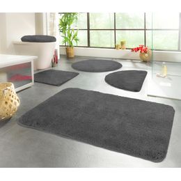 Badematte Kinzler "Chaozhou" Gr. 10, grau (anthrazit), H:20mm, Polyester, Badematten, Badteppich, Uni Farben, weich, als rechteckig, rund & Set erhältlich