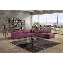 Ecksofa Egoitaliano "Beverly, extravangantes Designsofa mit erstklassigem Sitzkomfort", lila (violett), B:378cm H:95cm T:282cm, Sofas, Ecksofa, wahlweise mit elektrischer Relaxfunktion, Kopfteilverstellung