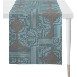 Tischläufer Apelt "Nova, LOFT STYLE, Jacquard", blau (türkis, grau), B:44cm L:140cm, Polyester, Viskose, Tischdecken