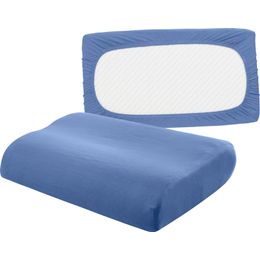 Kissenbezug bellana "Universal Jersey", blau (mittelblau), B:80cm L:40cm, Feinjersey, Obermaterial: 95% Baumwolle, 5% Elasthan, Kissenbezüge, passend für Nackenstützkissen