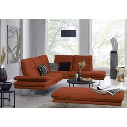 Ecksofa W.Schillig "broadway, Designsofa, mit tollem Sitzkomfort, L-Form", braun (cognac z69), B:284cm H:94cm T:224cm, Longlife Xtra-Leder Z69: Das feinnarbige, gedeckte Softleder Z69 besticht durch seine au&szlig;ergew&ouml;hnliche Weichheit im trendigen &raquo;Vintage-Look&laquo;, Hautst&auml;rke 0, 9 - 1, 1 mm, Sofas, Ecksofa, Sitztiefenverstellung, Kopfteil- & Seitenteilverstellung, Breite 284cm