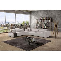Ecksofa Egoitaliano "Beverly, extravangantes Designsofa mit erstklassigem Sitzkomfort", grau (stone), B:378cm H:95cm T:282cm, Leder &raquo;BULL&laquo; (echtes Rindsleder). Geschliffenes, pigmentiertes und behandeltes Rindsleder mit einer Dicke von 1, 3-1, 5 mm. Dieses Leder zeigt eine ziemlich weiche Hand mit einem halb undurchsichtigen Aussehen. Es handelt sich um ein gesch&uuml;tztes Leder. Eine leichte Deckschi