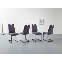 Freischwinger Hela "CHRISTINA", grau (anthrazit, grau), B:44cm H:98cm T:61cm, 100% Polyester, Stühle, 1, 2 oder 4 Stück, Schwingstuhl