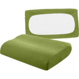 Kissenbezug bellana "Universal Jersey", grün (moos), B:80cm L:40cm, Feinjersey, Obermaterial: 95% Baumwolle, 5% Elasthan, Kissenbezüge, passend für Nackenstützkissen