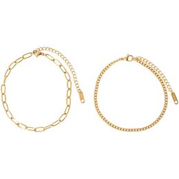 Fußketten Set Firetti "Schmuck Geschenk Körperschmuck", gold (gelbgoldfarben), Fußketten, Edelstahl