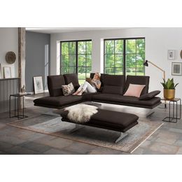 Ecksofa W.Schillig "broadway, Designsofa, mit tollem Sitzkomfort, L-Form", braun (braun z59), B:284cm H:94cm T:224cm, Longlife Xtra-Leder Z59: Glattleder mit modischer Pr&auml;gung. Hautst&auml;rke 0, 9 - 1, 1 mm, Sofas, Ecksofa, Sitztiefenverstellung, Kopfteil- & Seitenteilverstellung, Breite 284cm