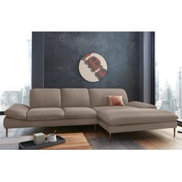 Ecksofa W.Schillig "enjoy&MORE, Designsofa, bequem, elegant und zeitlos, L-Form", braun (stone z59), B:340cm H:87cm T:185cm, Chenille-Flachgewebe R66 (85% Polyester, 15% Nylon);Longlife Xtra-Leder Z59: Glattleder mit modischer Pr&auml;gung. Hautst&auml;rke 0, 9 - 1, 1 mm;Stoff S37 (100% Polyester), Sofas, Ecksofa, Sitztiefenverstellung, F&uuml;&szlig;e bronze pulverbeschichtet, Breite 340 cm