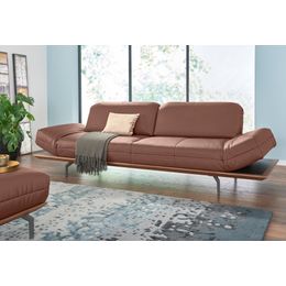3-Sitzer "CR.420, Designsofa, Loungesofa", braun (signalbraun 534, 44), B:232cm H:117cm T:129cm, Leder OSKAR - echtes Leder;Flachgewebe DONNA (76% Polyester 24% Polyacryl), CREATION BY ROLF BENZ, Sofas, in 2 Qualit&auml;ten, Holzrahmen in Eiche Natur oder Nu&szlig;baum, Breite 232 cm
