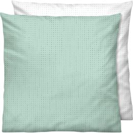 Kissenbezug Biberna "Mix & Match", grün (mint, punkte), B:40cm L:40cm, Mako-Satin, Obermaterial: 100% Baumwolle, Kissenbezüge, individuell kombinierbar