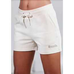 Shorts BENCH. LOUNGEWEAR, Damen, Gr. 44/46, N-Gr, beige (sand), Interlock, Obermaterial: 60% Baumwolle, 40% Polyester, Basic, bequem kurz, Hosen Shorts, mit Logodruck und Stickerei