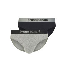 Slip Bruno Banani "Flowing", Herren, Gr. S, grau (graumelange, schwarz), Obermaterial: 93% Baumwolle, 7% Elasthan, unifarben mit Farbeinsatz, eng, Unterhosen, mit Logobund
