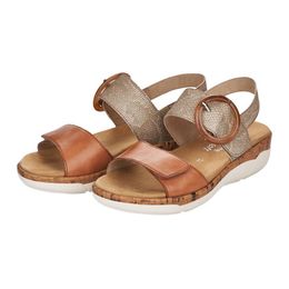 Keilsandalette Remonte, Damen, Gr. 38, grau (taupe, braun), Leder, Lederimitat, Schuhe, Sommerschuh, Riemchensandale, praktische Klettverschl&uuml;sse