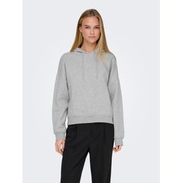 Kapuzensweatshirt Only "ONLSWEAT L/S HOODIE OVERSIZE PKT SWT", Damen, Gr. L, grau (light grau melange), Sweatware, Obermaterial: 60% Baumwolle, 40% Polyester, unifarben, loose fit normal, Rundhals, Sweatshirts