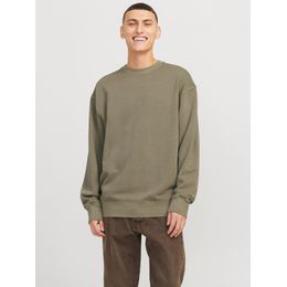 Jack & Jones Sweatshirt JACK & JONES "JJECHARGE FADED SWEAT CREW NECK NOOS", Herren, Gr. XL, silber (silber sage), angeraute Sweatware, Obermaterial: 100% Baumwolle, unifarben, loose fit taillenbedeckt, Rundhals, Rippb&uuml;ndchen, Sweatshirts Sweatshirt, mit Rippb&uuml;ndchen