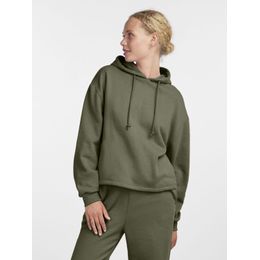 Hoodie Pieces "PCCHILLI LS HOODIE NOOS BC", Damen, Gr. S, grün (deep lichen grün), Sweatware, Obermaterial: 50% Baumwolle, 50% Polyester, unifarben, Casual, regular fit taillenbedeckt, Rundhals, Sweatshirts