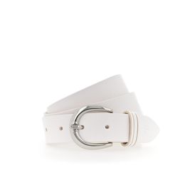 Ledergürtel Tamaris, Damen, Gr. 100, weiß, Rindsleder, unifarben, Basic, Gürtel, mit glänzender silberfarbener Schließe
