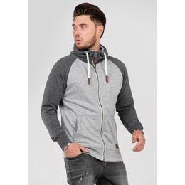 Sweatjacke behype "HENRAY", Herren, Gr. M, grau, 70% Baumwolle, 30% Polyester, mehrfarbig, normal, ohne Ausschnitt, Sweatjacken, mit erhöhtem Kragen
