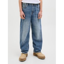 Jack & Jones Relax-fit-Jeans JACK & JONES JUNIOR "JJIALEX JJORIGINAL AKM 061 NOOS JNR", Jungen, Gr. 164, N-Gr, blau (blau denim), Denim/Jeans, Obermaterial: 100% Baumwolle, Abriebeffekte, relaxed fit kn&ouml;chellang, Jeans