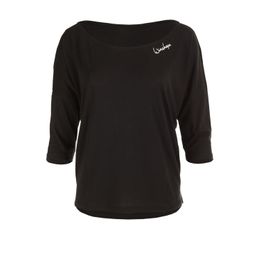 3/4-Arm-Shirt WINSHAPE "MCS001", Damen, Gr. XS, schwarz, 50% Modal, 50% Baumwolle, U-Boot-Ausschnitt, Shirts Yogawear Yogashirt, Ultra leicht