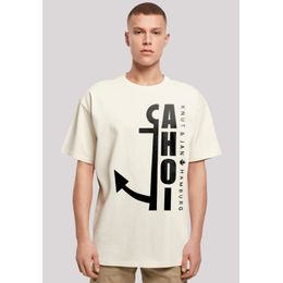 T-Shirt F4NT4STIC "Ahoi Anker Knut & Jan Hamburg", Herren, Gr. L, sand, Obermaterial: 100% Baumwolle, oversize, Rundhals, ohne Bündchen, Shirts, Print