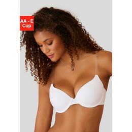 Schalen-BH Lascana "Ela", Damen, Gr. 80, Cup E, weiß, Microtouch, Obermaterial: 82% Polyamid (TACTEL), 18% Elasthan (LYCRA), Basic, BHs, mit transparenten Trägern, perfect basic mit Bügel, Basic Dessous