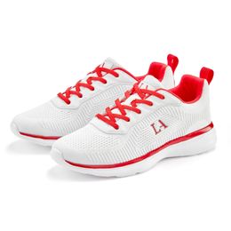 Sneaker Lascana "Turnschuhe", Damen, Gr. 37, rot (wei&szlig;, rot), Obermaterial: 60% Textilmaterial, 40% Lederimitat. Decksohle: 100% Textilmaterial. Futter: 100% Textilmaterial. Laufsohle: 100% Synthetik, kontrastfarbene Details, unifarben, Schuhe Sneaker, Freizeitschuh, Halbschuh im sportiven Look VEGAN