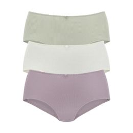 Taillenslip Vivance, Damen, Gr. 36/38, bunt (mint, creme, flieder), Doppelripp, Obermaterial: 95% Baumwolle, 5% Elasthan, unifarben, bequem, Unterhosen, aus weicher und elastischer Rippware, mit zartem Röschen vorn