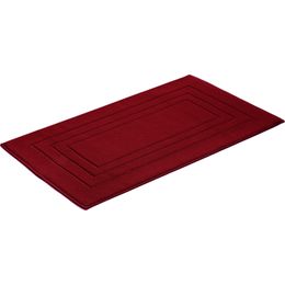 Badematte Vossen "Feeling" Gr. 2, rot (rubin), H:10mm, Baumwolle, Badematten, Badteppich, Uni-Farben, mit Bordüre, Hoch-Tief Effekt, reine Baumwolle
