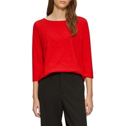 Langarmshirt s.Oliver, Damen, Gr. 34, rot, Obermaterial: 100% Baumwolle, unifarben, regular fit taillenbedeckt, U-Boot-Ausschnitt, Shirts Langarmshirt, aus Flammgarn