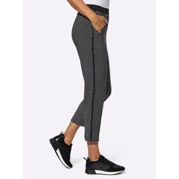 Webhose Classic Basics, Damen, Gr. 42, Normalgr&ouml;&szlig;en, schwarz-wei&szlig; (schwarz, wei&szlig;, bedruckt), 85% Polyester, 12% Viskose, 3% Elasthan, gemustert, mehrfarbig, 7/8-L&auml;nge, Hosen