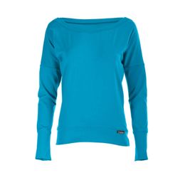 Oversize-Shirt WINSHAPE "Longsleeve WS2", Damen, Gr. L, blau (t&uuml;rkis), 90% Baumwolle, 10% Elasthan, U-Boot-Ausschnitt, Shirts