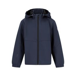 Softshelljacke ZIGZAG "Troy", Kinder, Gr. 110, blau (dunkelblau), 100% Polyester, unifarben, normal, ohne Ausschnitt, Jacken, mit wasserabweisender Beschichtung