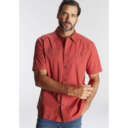 MAN'S WORLD Kurzarmhemd MAN'S WORLD, Herren, Gr. S (37/38), N-Gr, rot (korallenrot), Web, Obermaterial: 100% Baumwolle, unifarben, bequem, abgestepptes B&uuml;ndchen kontrastfarben,krempelbar, Hemden, mit kleinem Brustprint